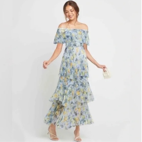 o.p.t. | Dresses | Opt Yellow And Green Tiered Ruffled Maxi Sundress ...